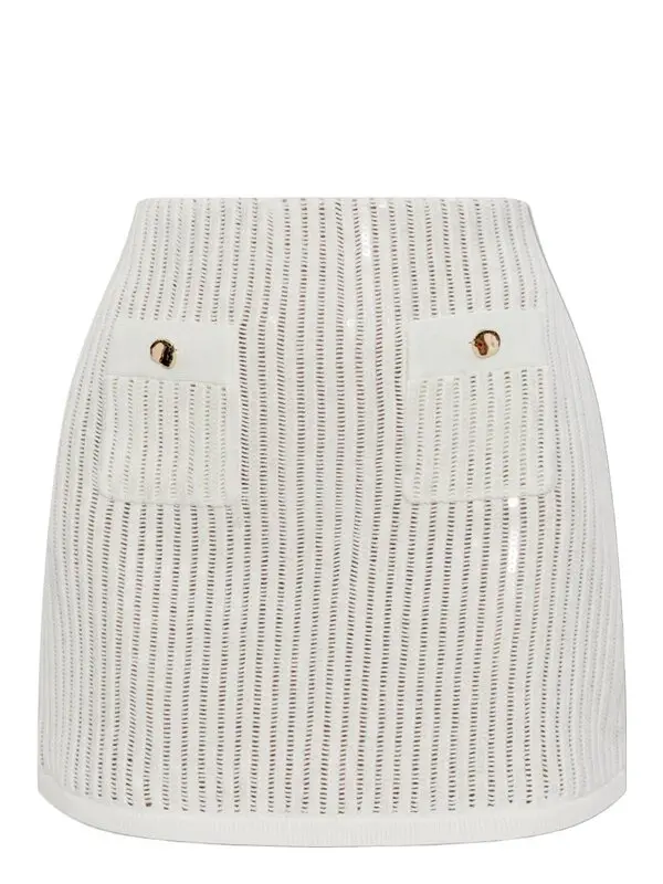 SELF-PORTRAIT Sequin-embellished Mini Skirt - White