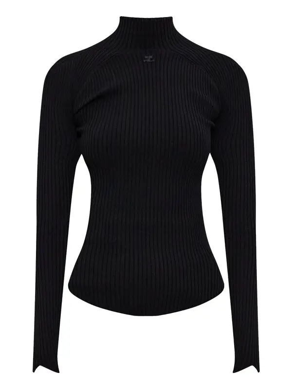 COURREGES Logo Turtleneck - Black