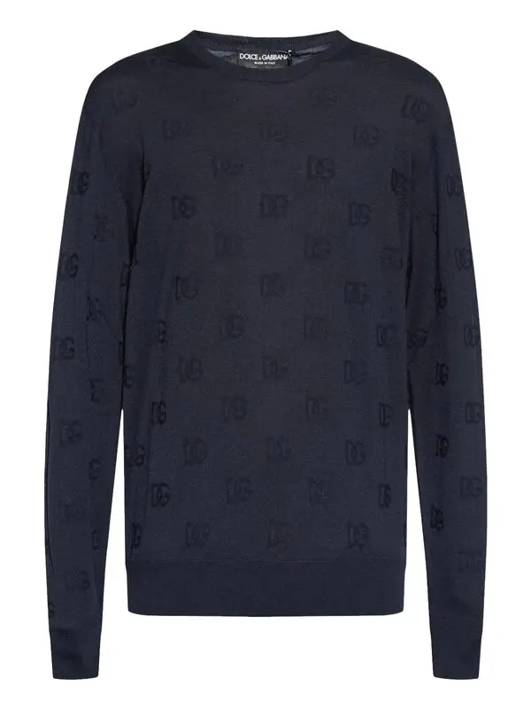 Dolce & Gabbana Sweater With Monogram - Navy Blue
