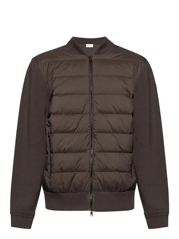 Moncler Cardigan With Quilted Front - Green