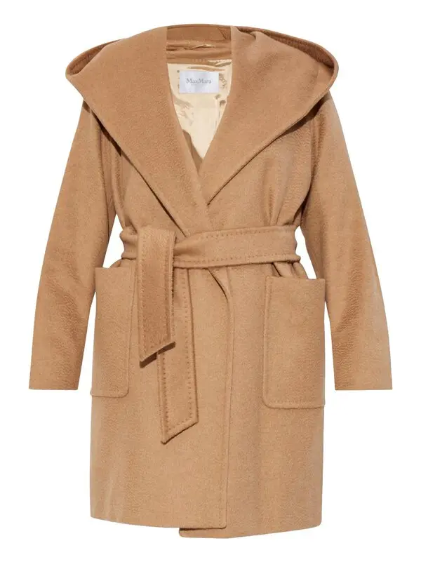 Max Mara Rialto Camel Wool Coat With Hood - Beige