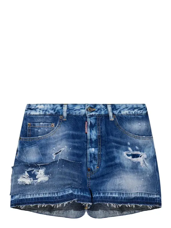 Dsquared2 Distressed Denim Baggy Shorts - Blue
