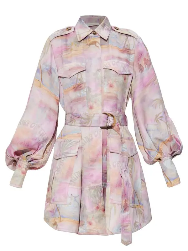 Zimmermann Printed Dress With Pockets - Pink