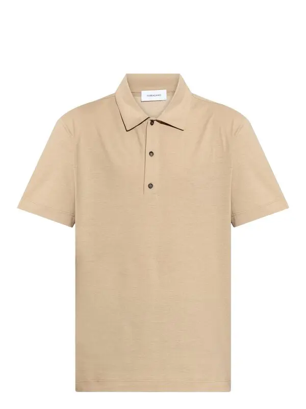 FERRAGAMO Polo With Logo - Beige