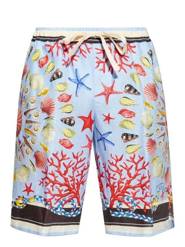 Dolce & Gabbana Shell Motif Linen Shorts - Multicolour