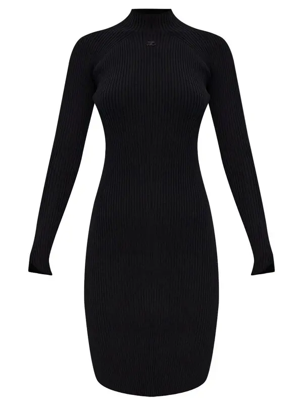 COURREGES Ribbed Mini Dress - Black