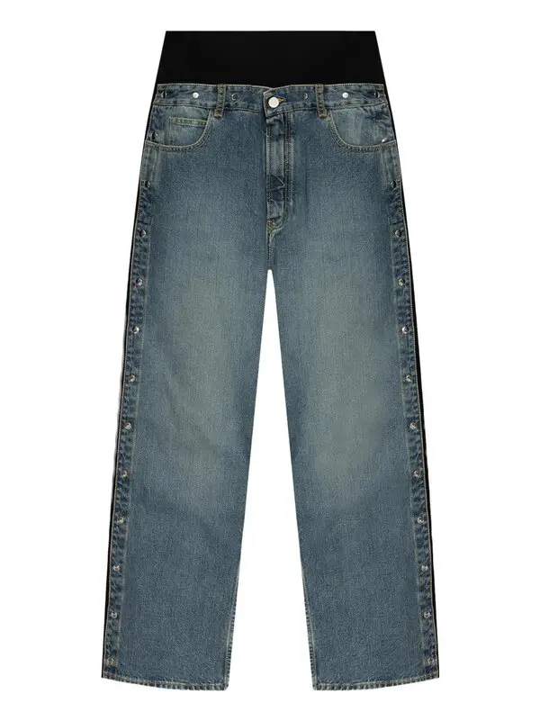Alaïa Jeans With Detachable Side Stripes - Blue