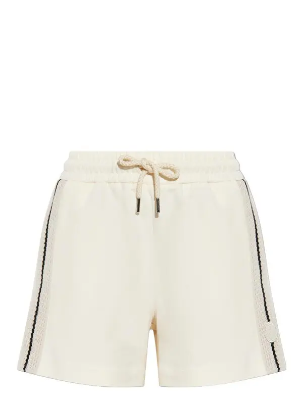 Moncler Logo Detail Cotton Shorts - Cream