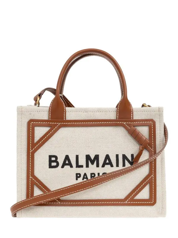 Balmain Shoulder Bag With Logo - Cream