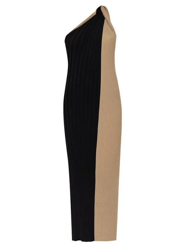 BY MALENE BIRGER Asymmetrical Ribbed Midi Dress - Black