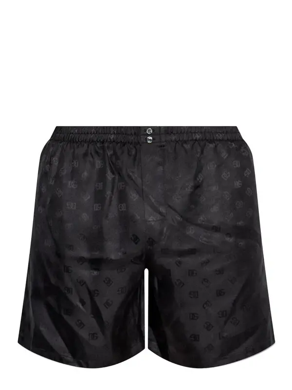 Dolce & Gabbana Silk Jacquard Monogram Shorts - Black
