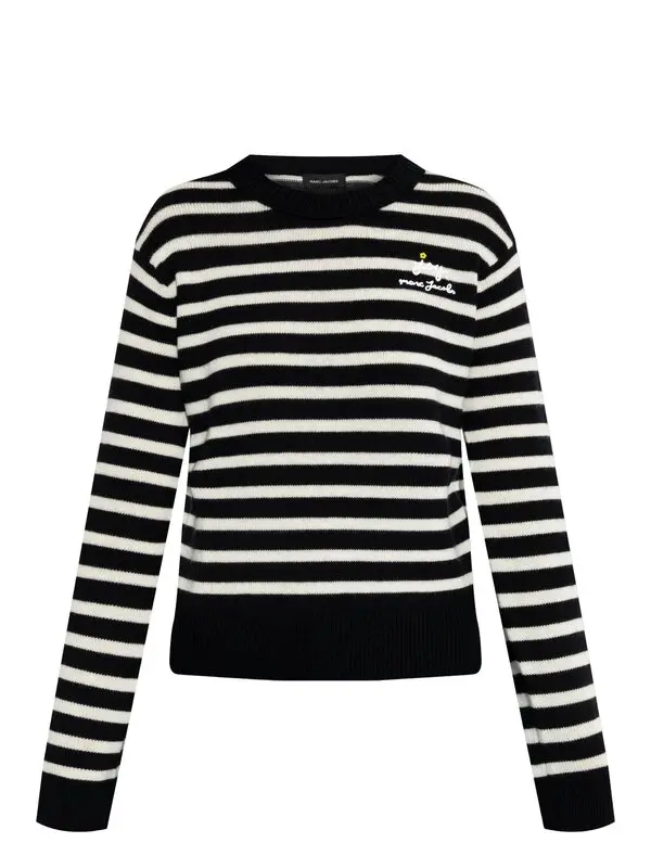 Marc Jacobs Logo Intarsia Wool And Cashmere Sweater - Black