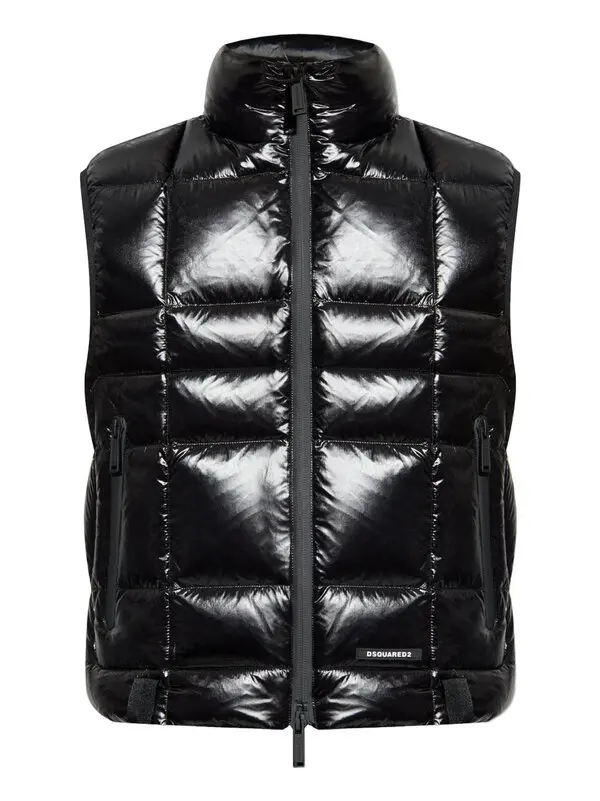 Dsquared2 Padded Down Gilet With Stand-up Collar - Black