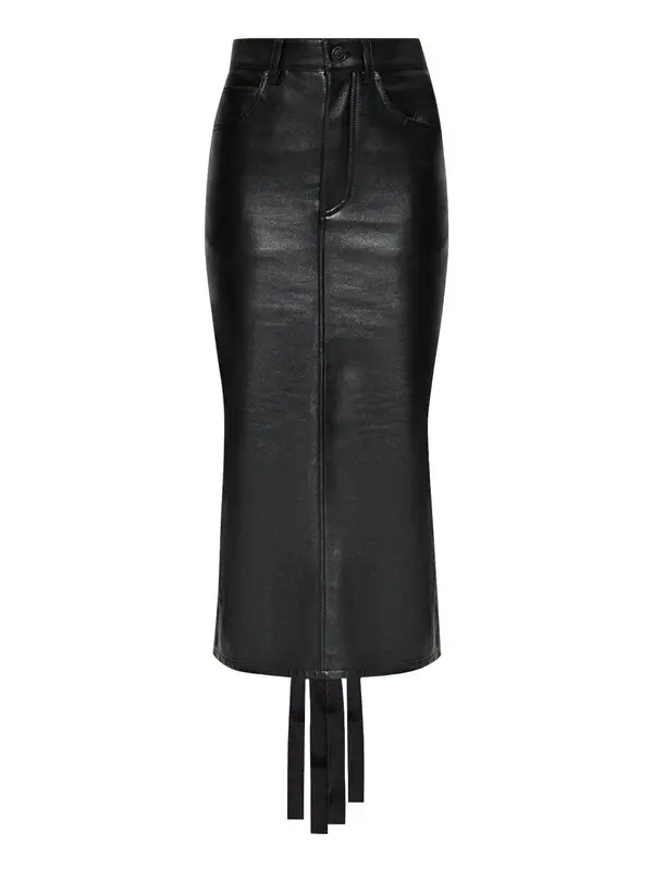 Balenciaga Lambskin Leather Midi Skirt - Black
