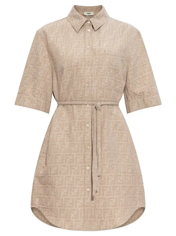 Fendi Monogram Shirt Dress - Beige