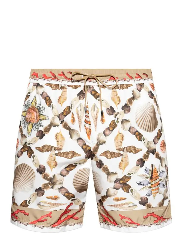 Dolce & Gabbana Printed Swim Shorts - Beige
