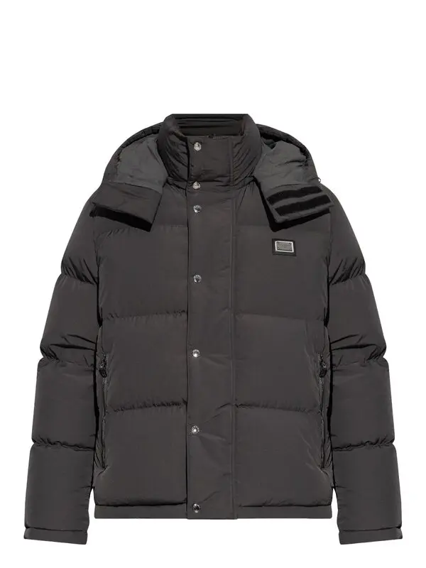 Dolce & Gabbana Down Jacket With Logo - Grey