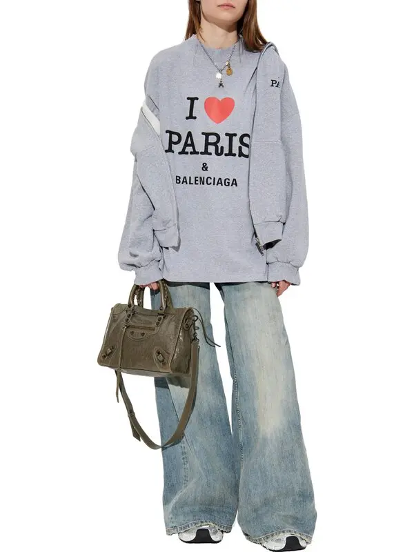 Balenciaga I ❤️ Paris Logo Zip-up Hoodie - Grey