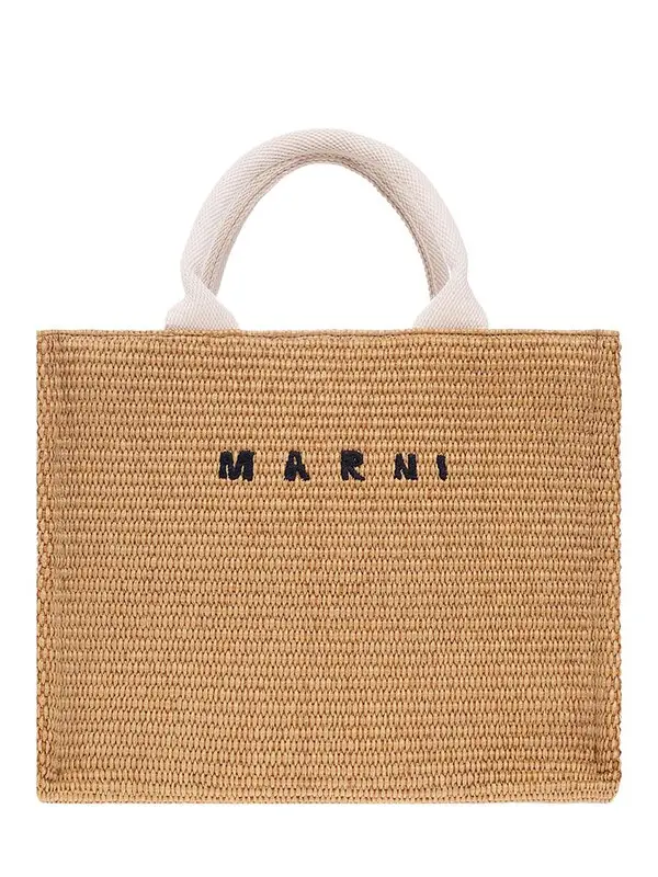 Marni Woven Raffia Shopper Bag - Beige
