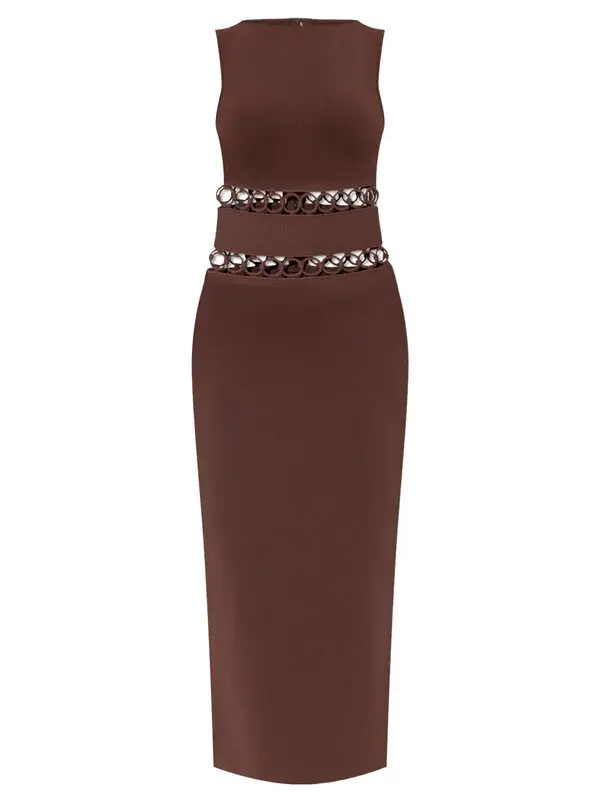 Cult Gaia Sleeveless Fitted Midi Dress - Brown