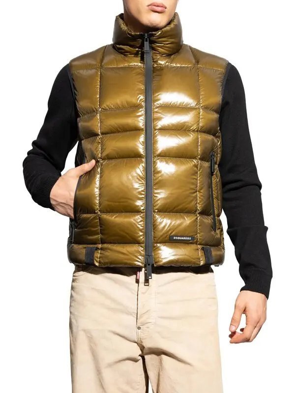 Dsquared2 Down Gilet With Stand-up Collar - Green