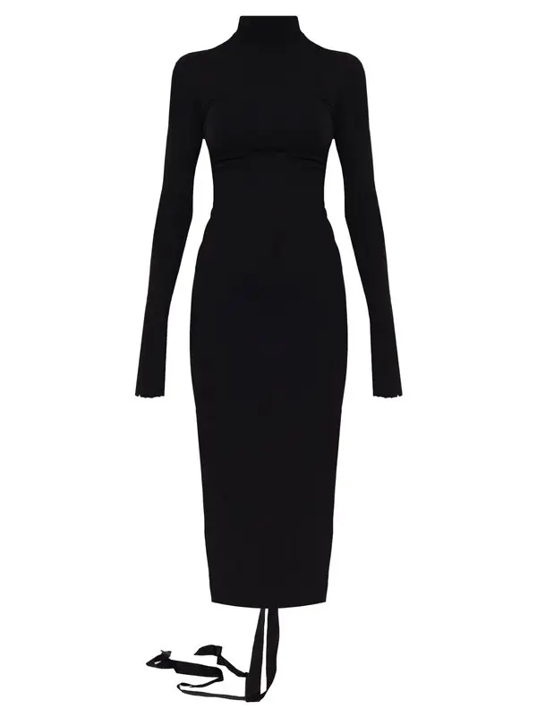 Balenciaga High-neck Midi Dress - Black