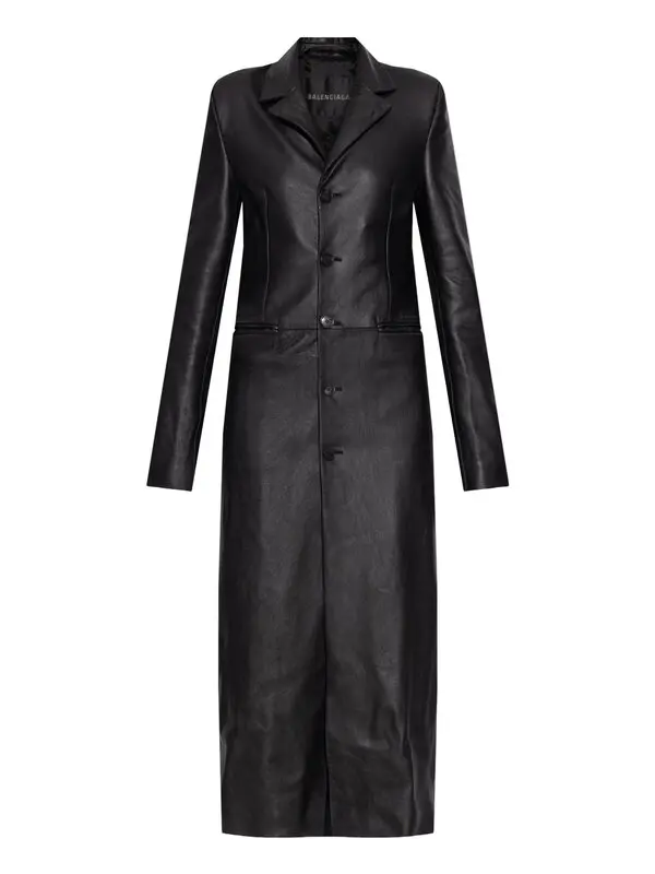 Balenciaga Lambskin Leather Coat - Black