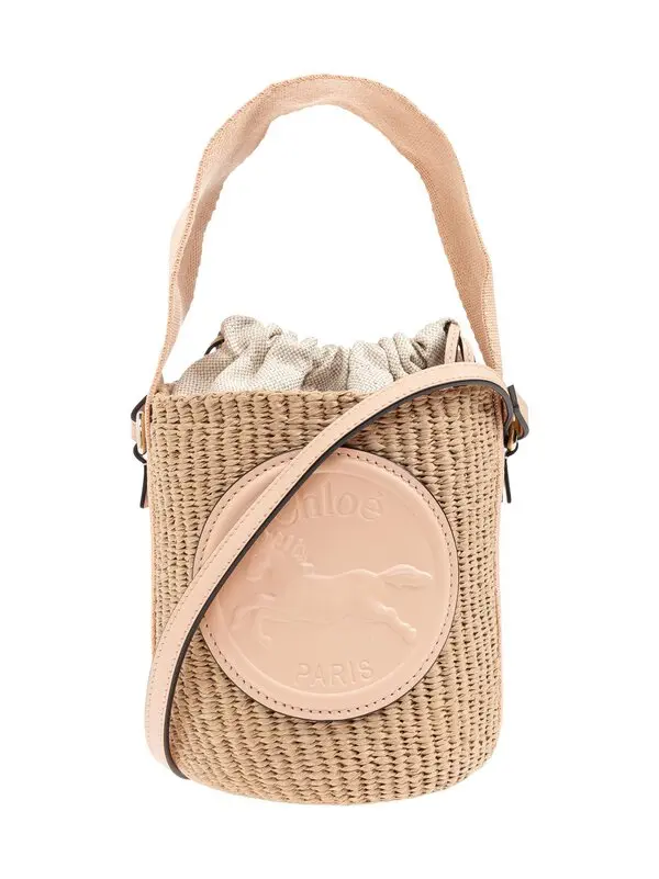 Chloé Horse Medal Small Bucket Shoulder Bag - Beige