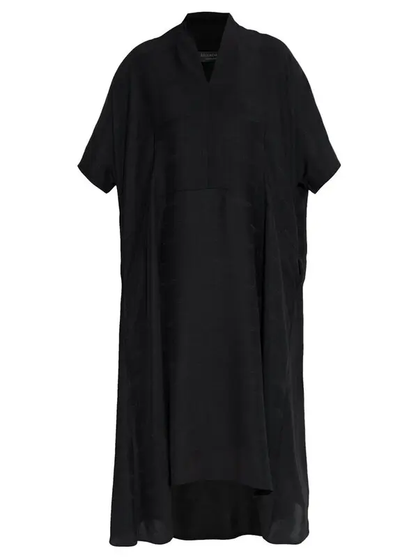 Balenciaga Silk Dress With Jacquard Logo - Black