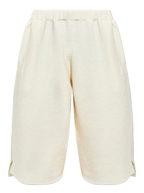 Issey Miyake Ribbed Knee-length Shorts - Cream