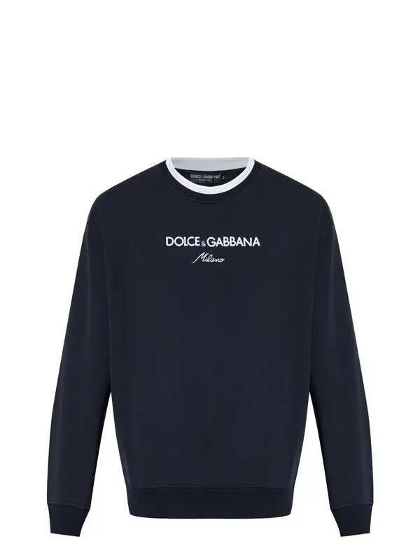 Dolce & Gabbana Sweatshirt With Embroidered Logo - Navy Blue