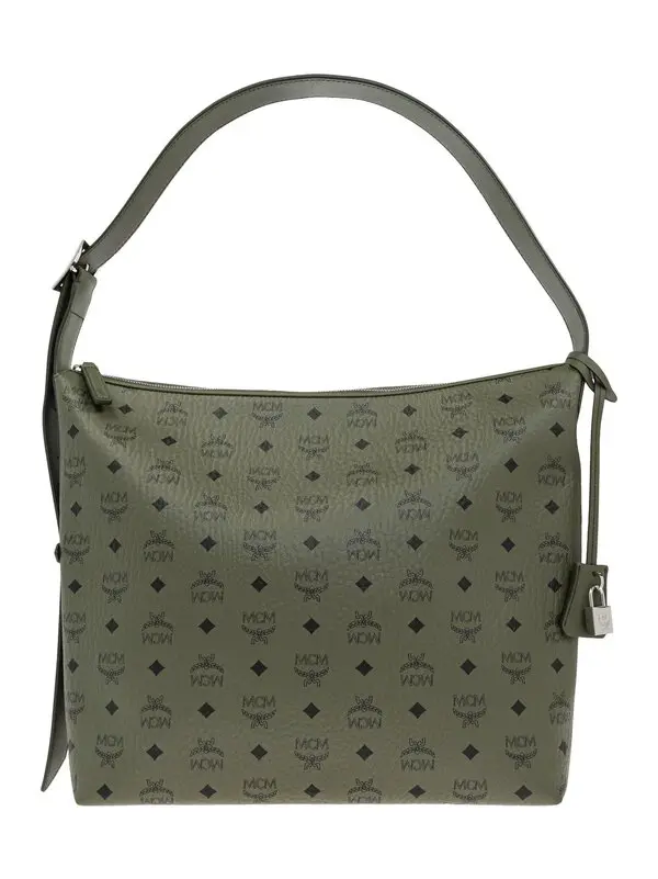 Mcm Aren Large Shoulder Bag - Green