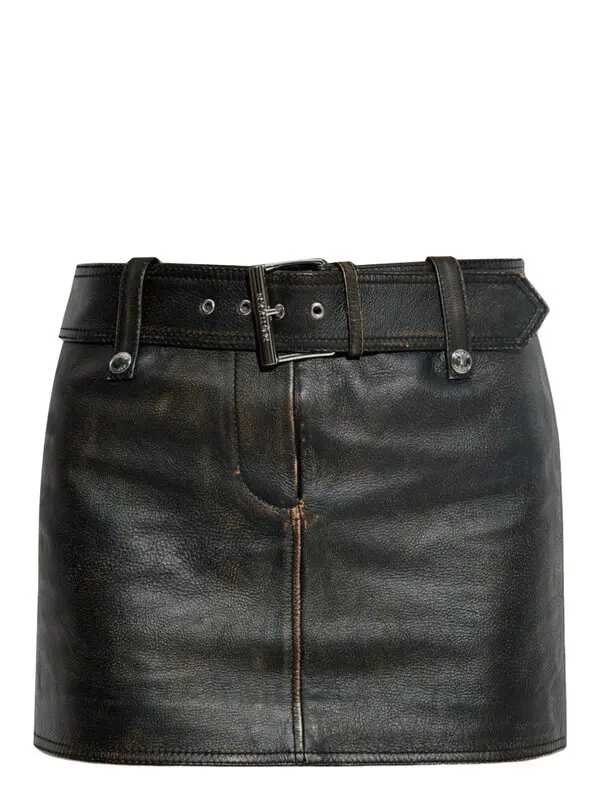 Alexander McQueen Leather Mini Skirt - Brown