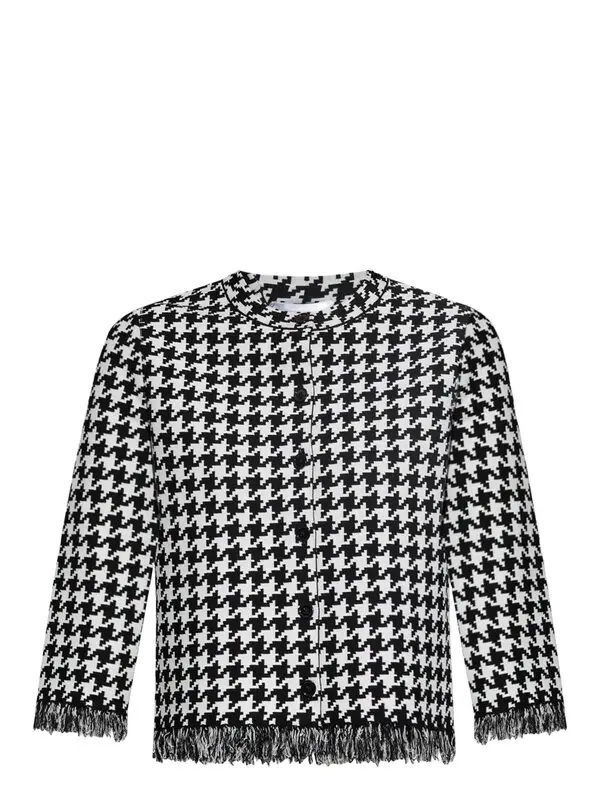 Alexander McQueen Houndstooth Patterned Cardigan - Black