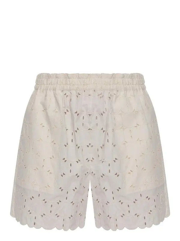 Moncler Lace Cutout Shorts - Cream