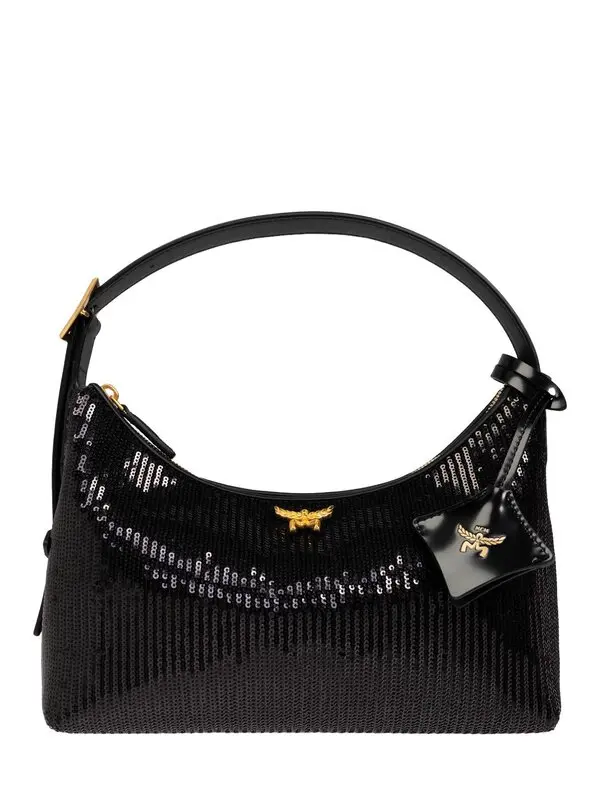 Mcm Sequin Shoulder Bag - Black