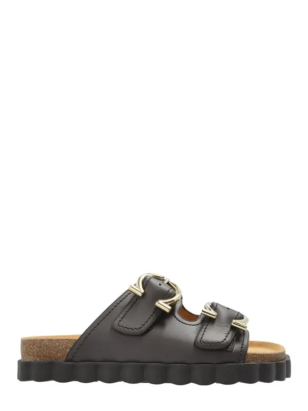 FERRAGAMO Kapalua Leather Slides With Gancini Buckles - Brown