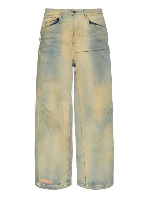 PDF Patterned Bootcut Jeans - Beige