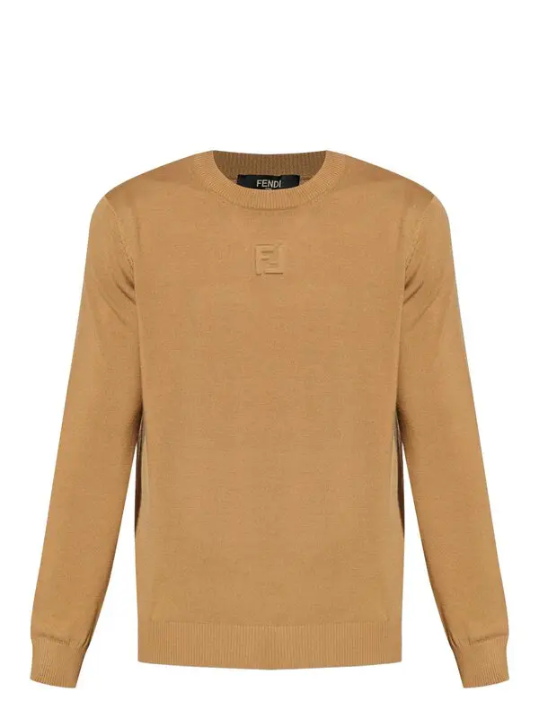 Fendi Sweater With Embossed Logo - Beige