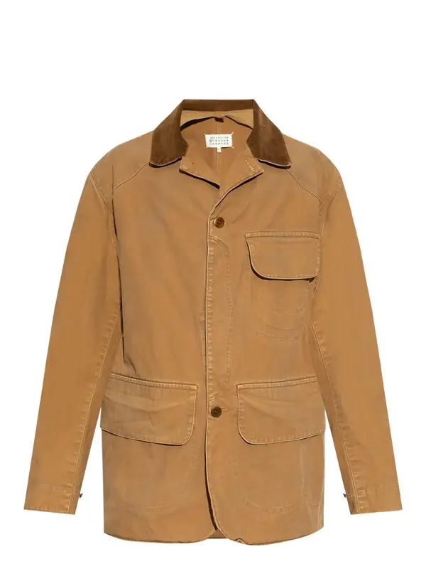 MAISON MARGIELA Cotton Jacket With Corduroy Collar And Pockets - Brown
