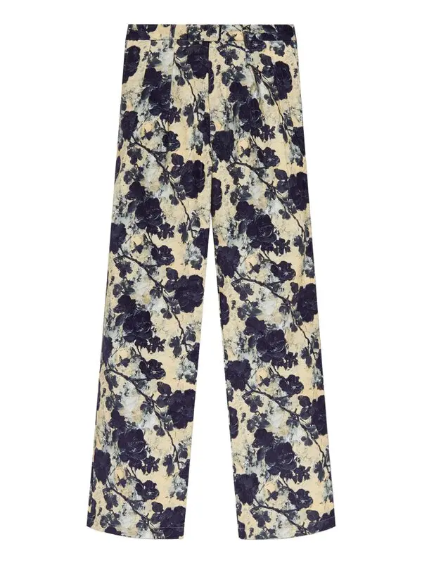 R13 Floral Motif Wide-leg Trousers - Cream