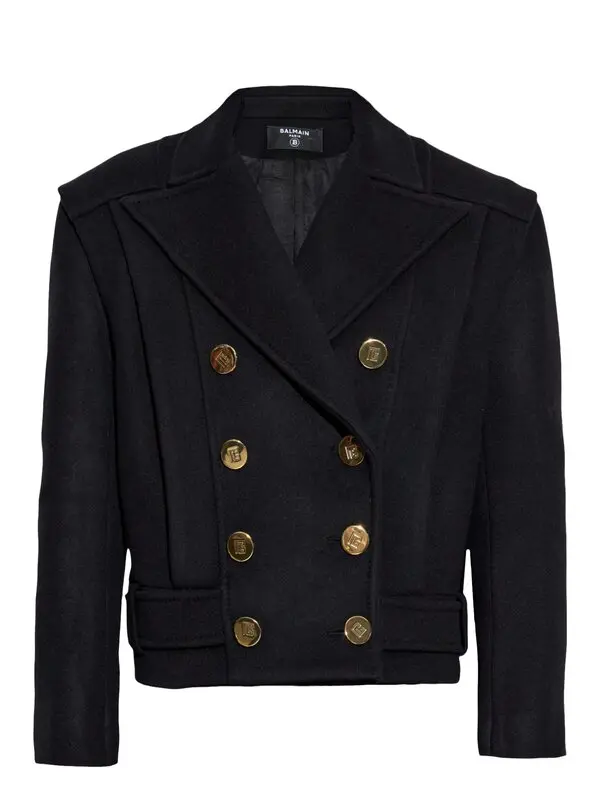 Balmain Double-breasted Short Coat - Black