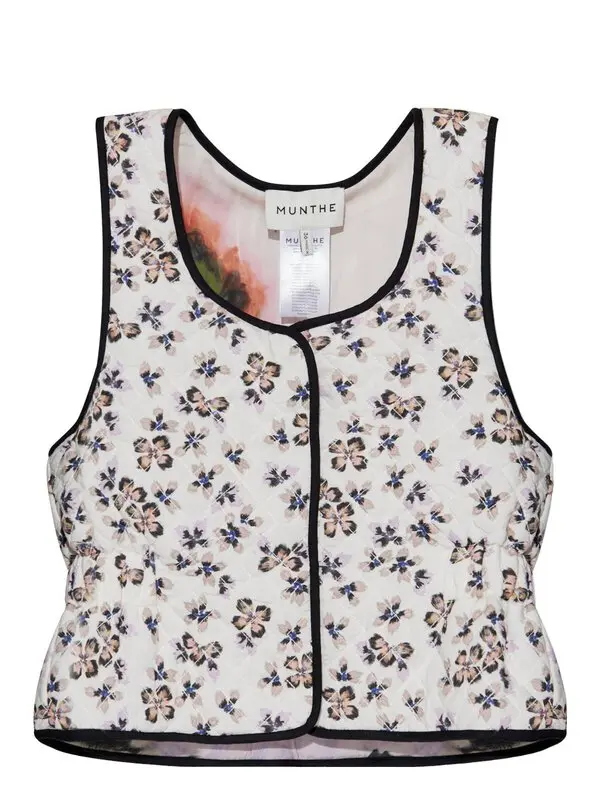 Munthe Floral Pattern Viscose Vest - White