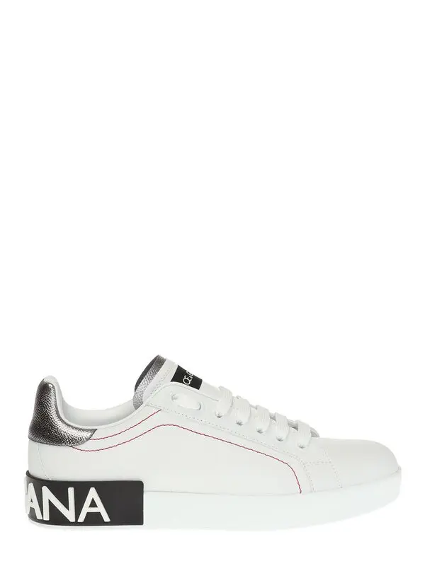 Dolce & Gabbana Branded Leather Sneakers - White