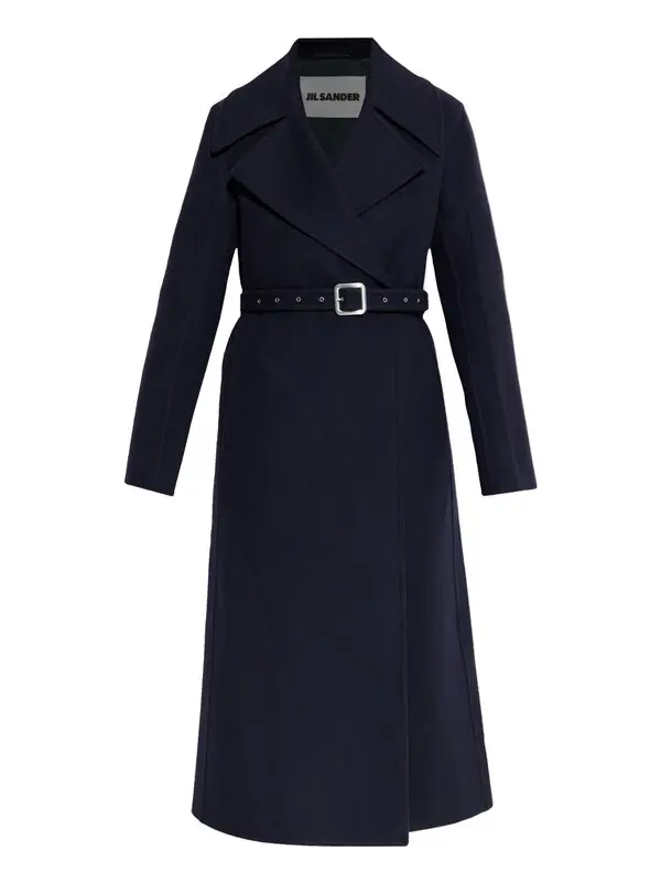 JIL SANDER Wool Coat - Navy Blue