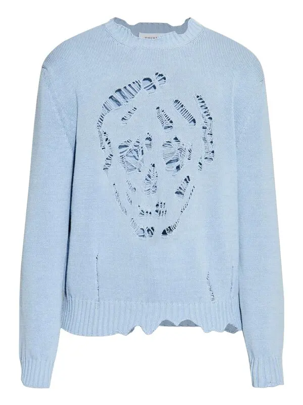 Alexander McQueen Openwork Cotton Sweater - Light Blue