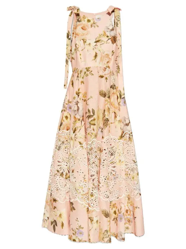 Zimmermann Floral Linen Dress - Pink