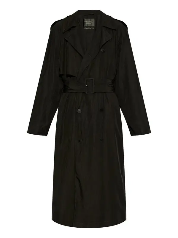Balenciaga Garde-robe Lyocell Trench Coat With Belt - Black