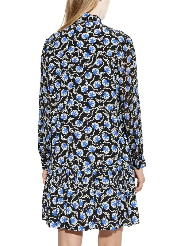 Diane Von Furstenberg Floral Viscose Dress With Pockets - Blue