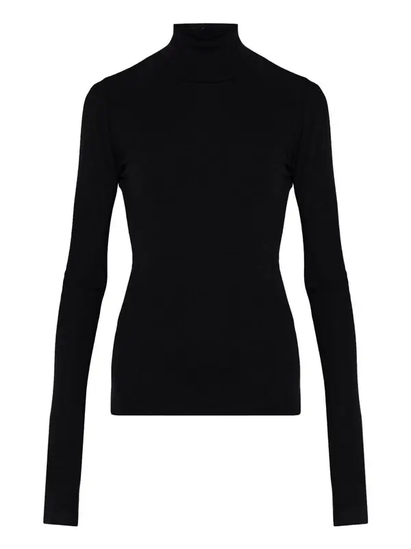 JIL SANDER Double Turtleneck Wool Sweater - Black